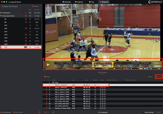How to Trim Tagged Clips from the Organize Tab – Catapult Vision Support